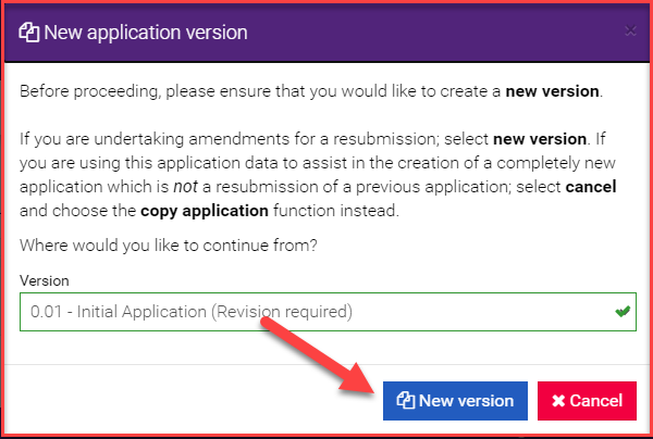 Create new version - Systems Training Hub - University of Queensland