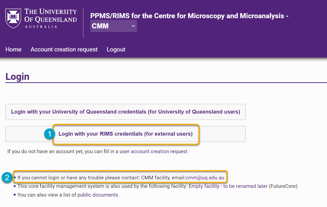 Login to RIMS - Systems Training Hub - University of Queensland